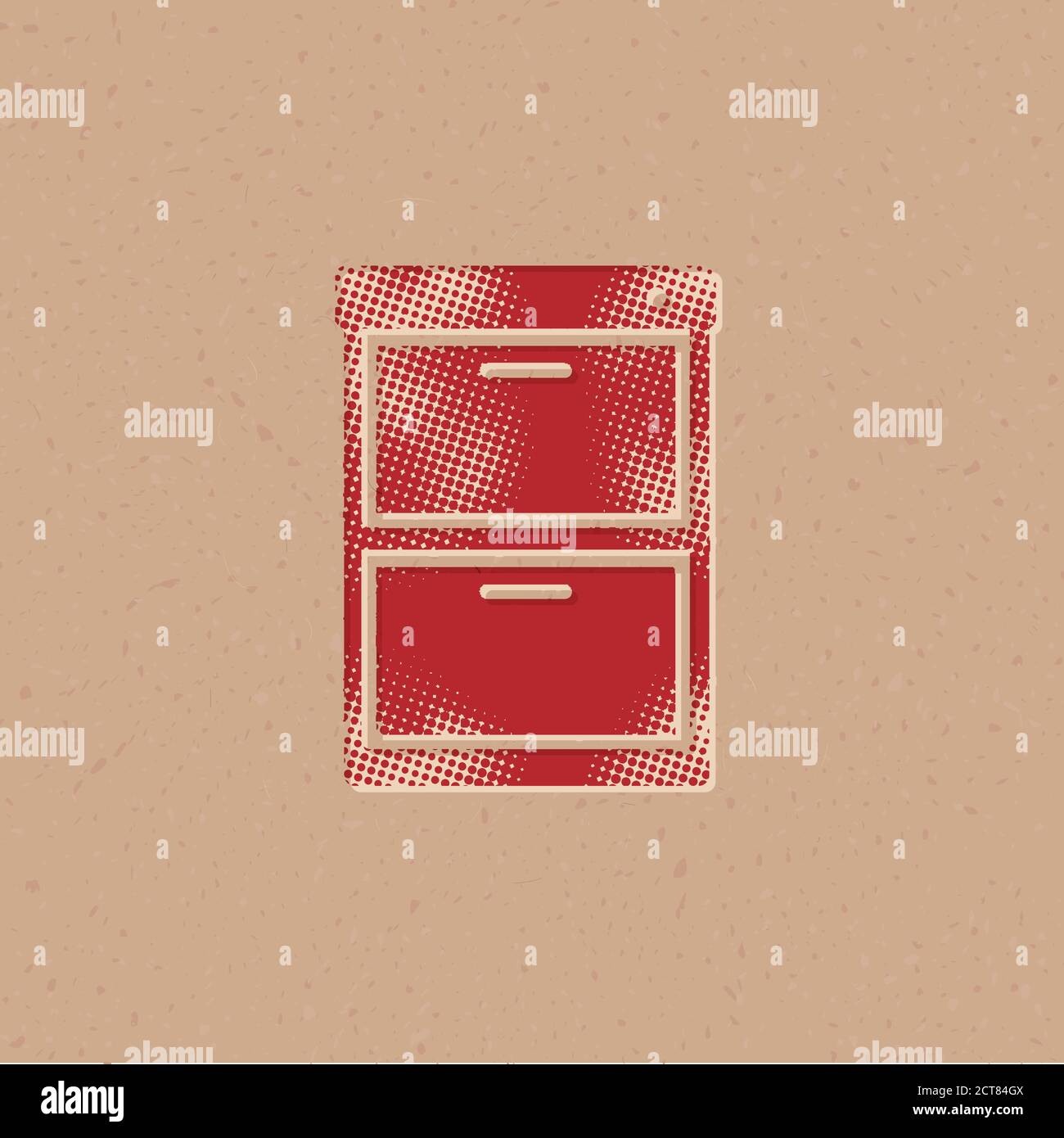 Office cabinet icon in halftone style. Grunge background vector ...
