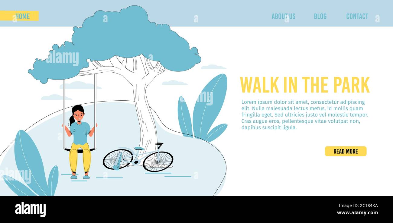 Daily child walk in park landing page template Stock Vector Image & Art ...