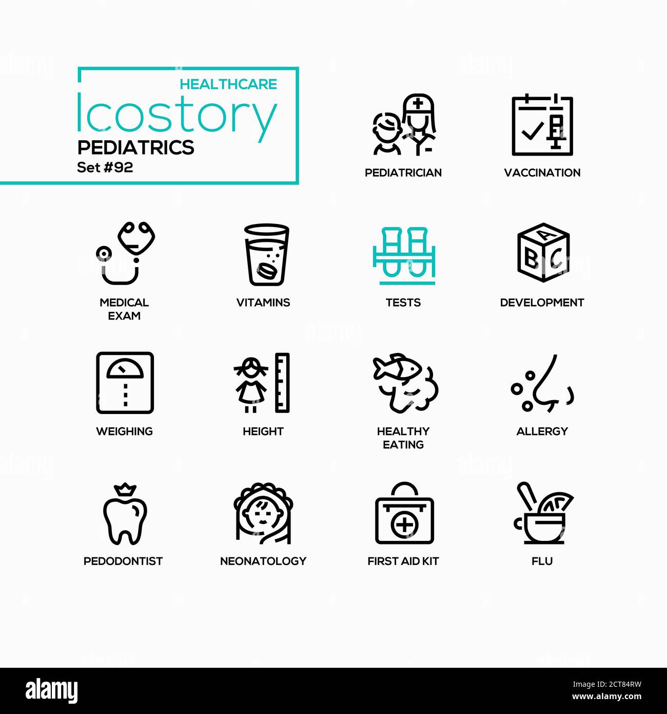 Pediatrics - vector line design style icons set Stock Vector Image ...