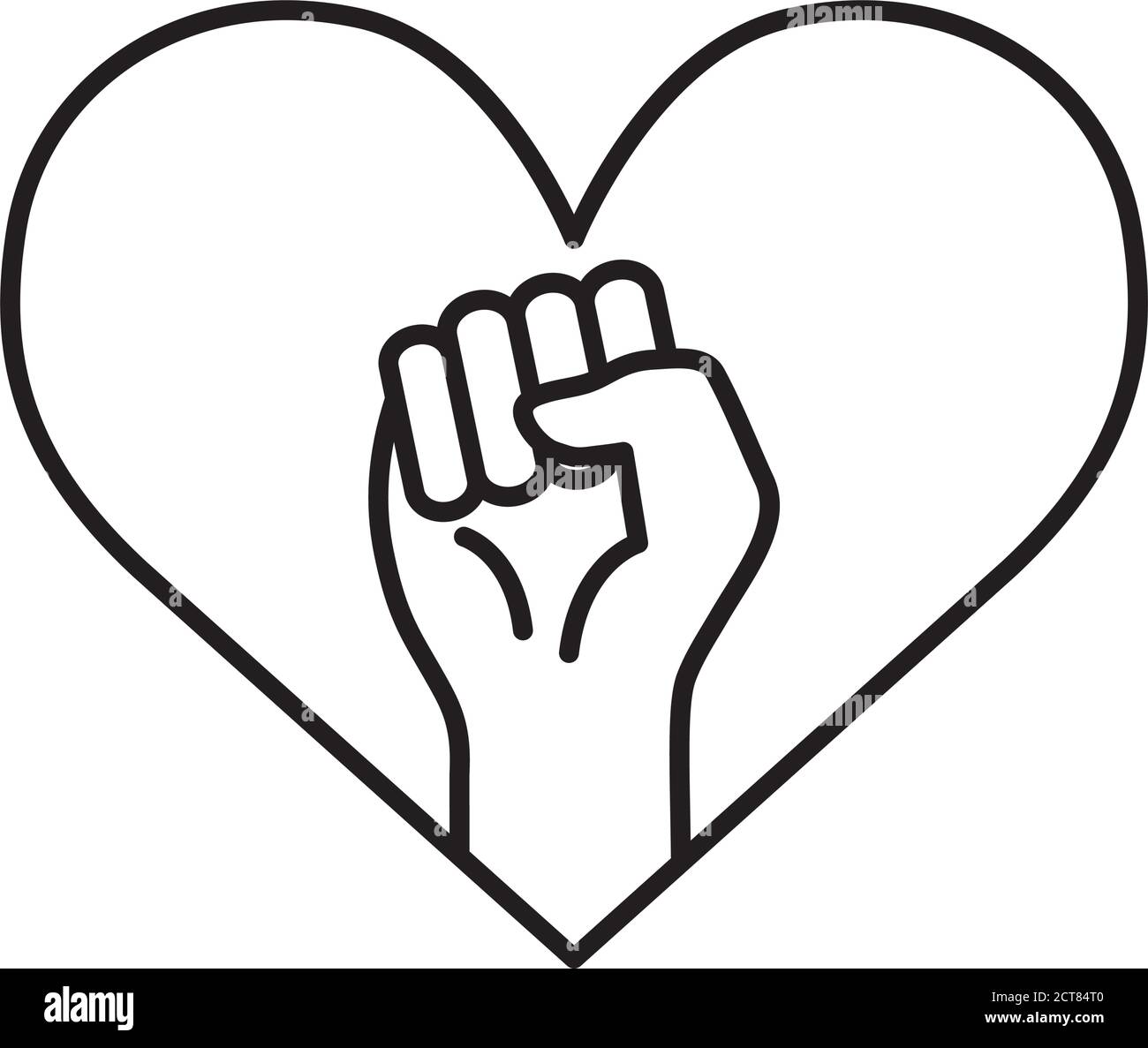 raised fist hand in heart line style icon vector design Stock Vector ...