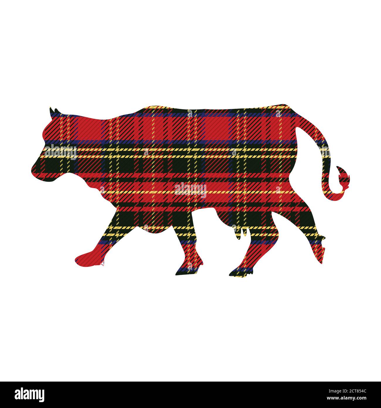 Farm animal cow in tartan christmas illustration clipart. Simple ...