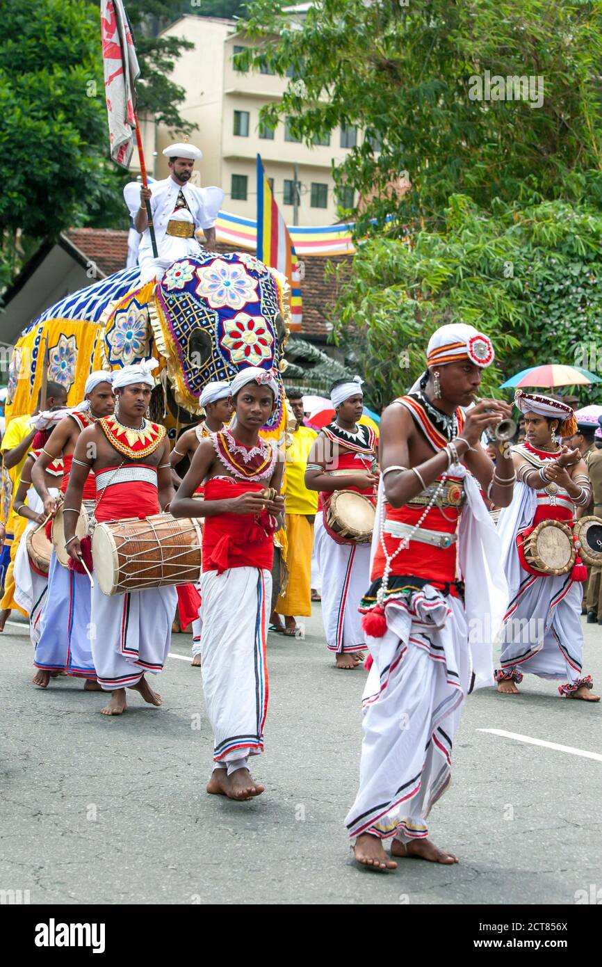 Musicians perform ahead of a ceremonial elephant during the Day ...