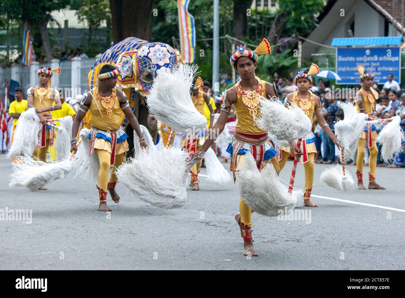 A group of Chamara Dancers perform during the Day Perahera, the final ...