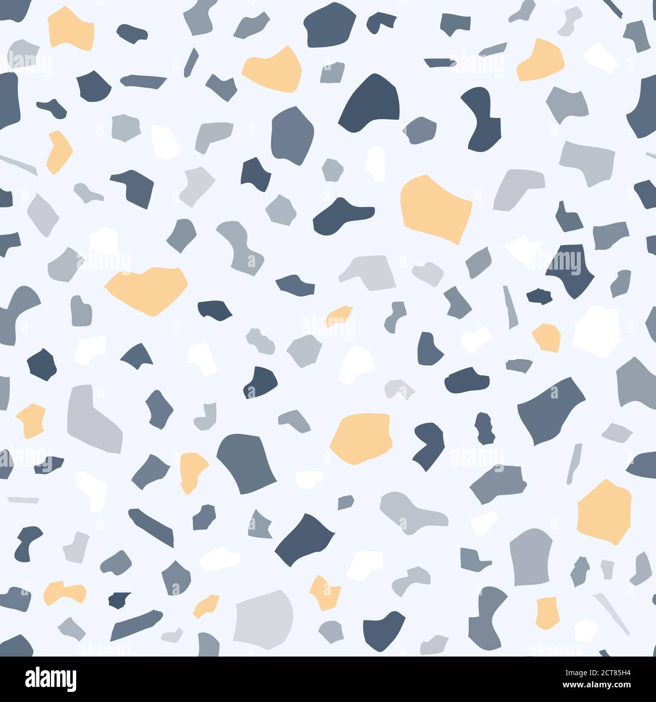 Terrazzo Seamless Vector Pattern in Blue and Yellow Colors. Classic ...