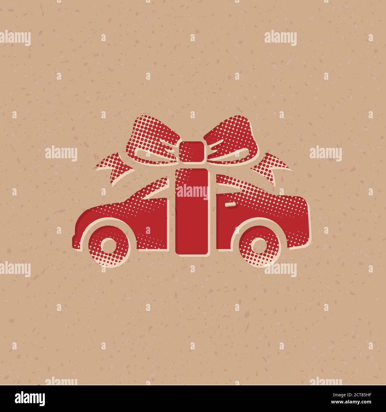Car prize icon in halftone style. Grunge background vector illustration ...