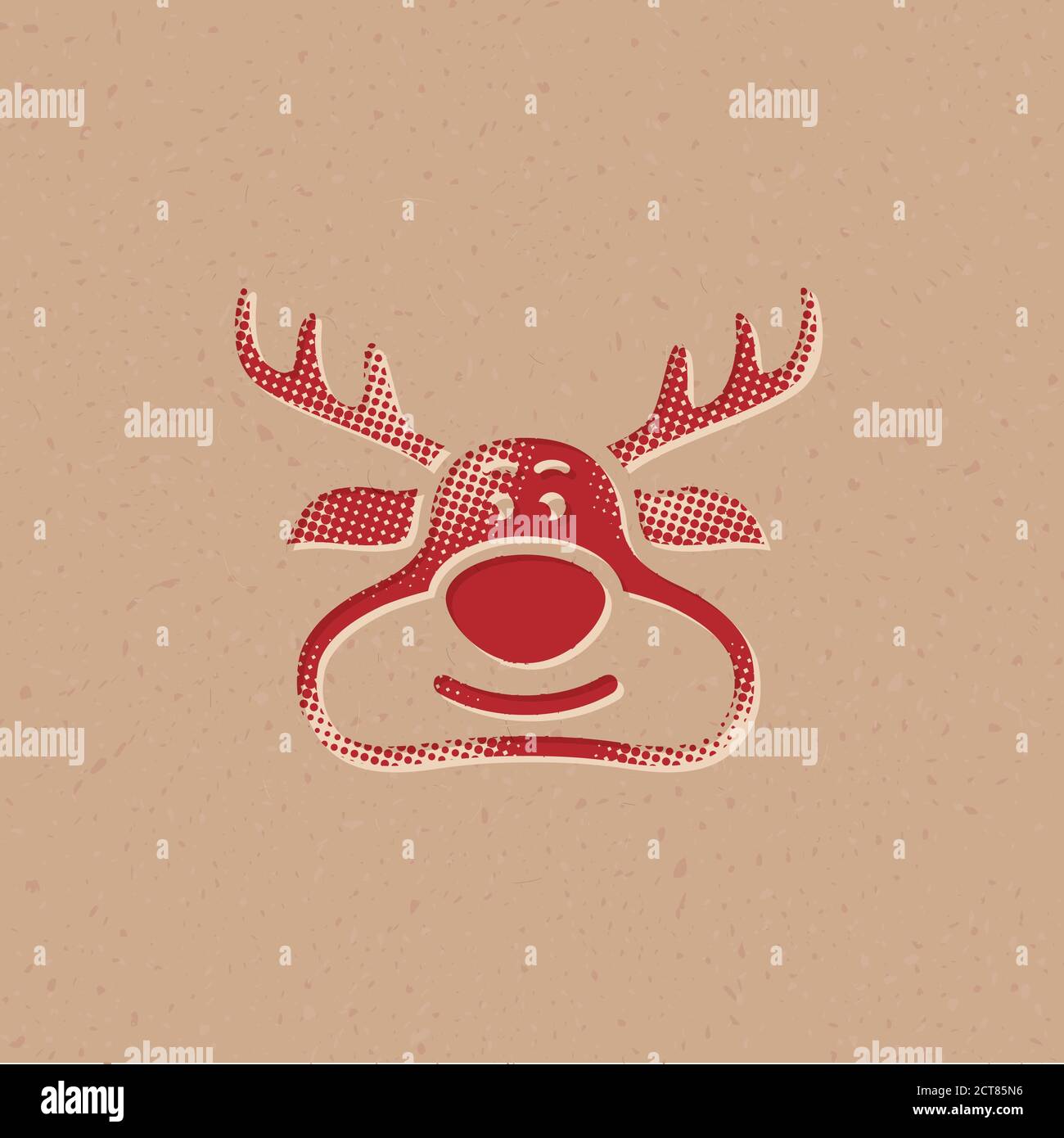 Reindeer the moose icon in halftone style. Grunge background vector ...