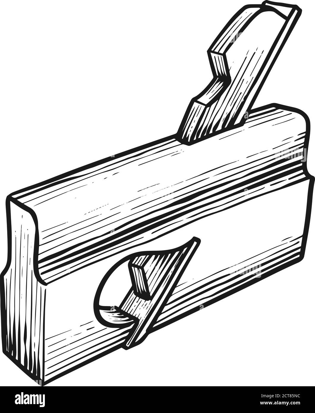 Rabbet plane icon in sketch style. Woodworking tool vector illustration ...