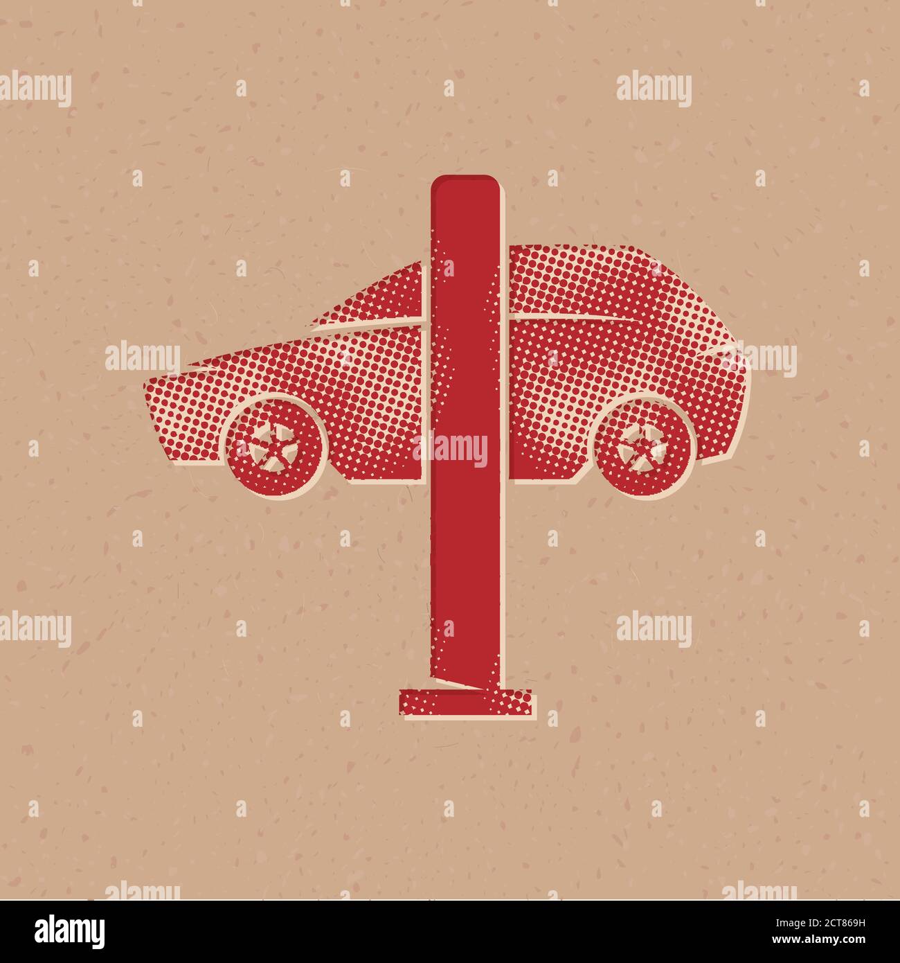 Car ramps icons in halftone style. Automotive vehicle maintenance ...