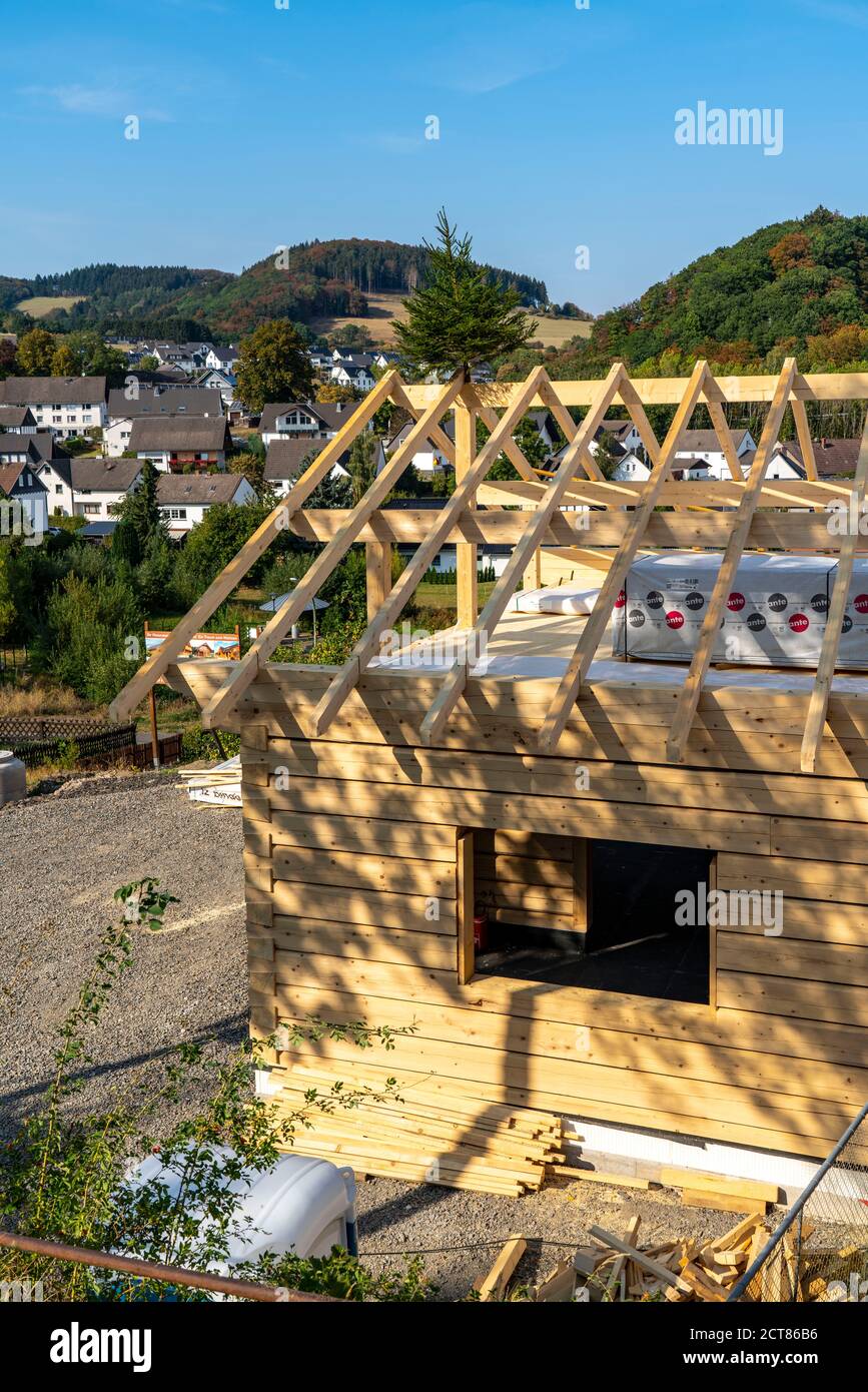 Shell of a wooden house, building, completely made of wood, in the ...