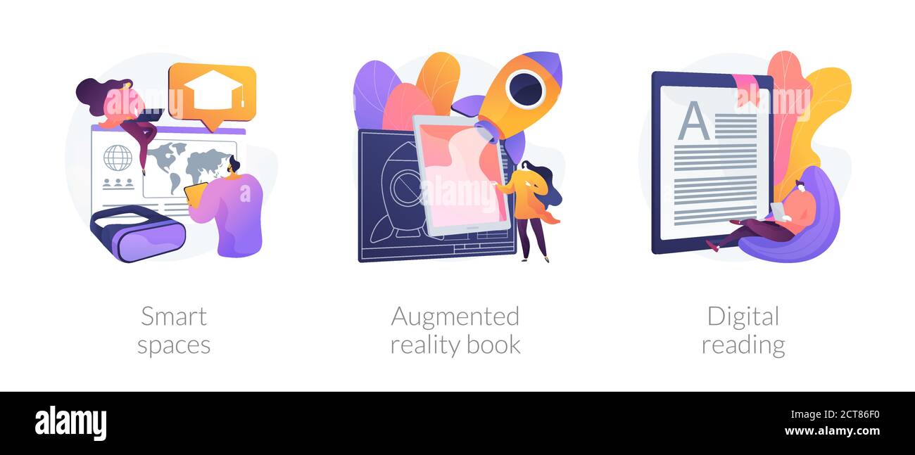 Modern educational technology abstract concept vector illustrations ...