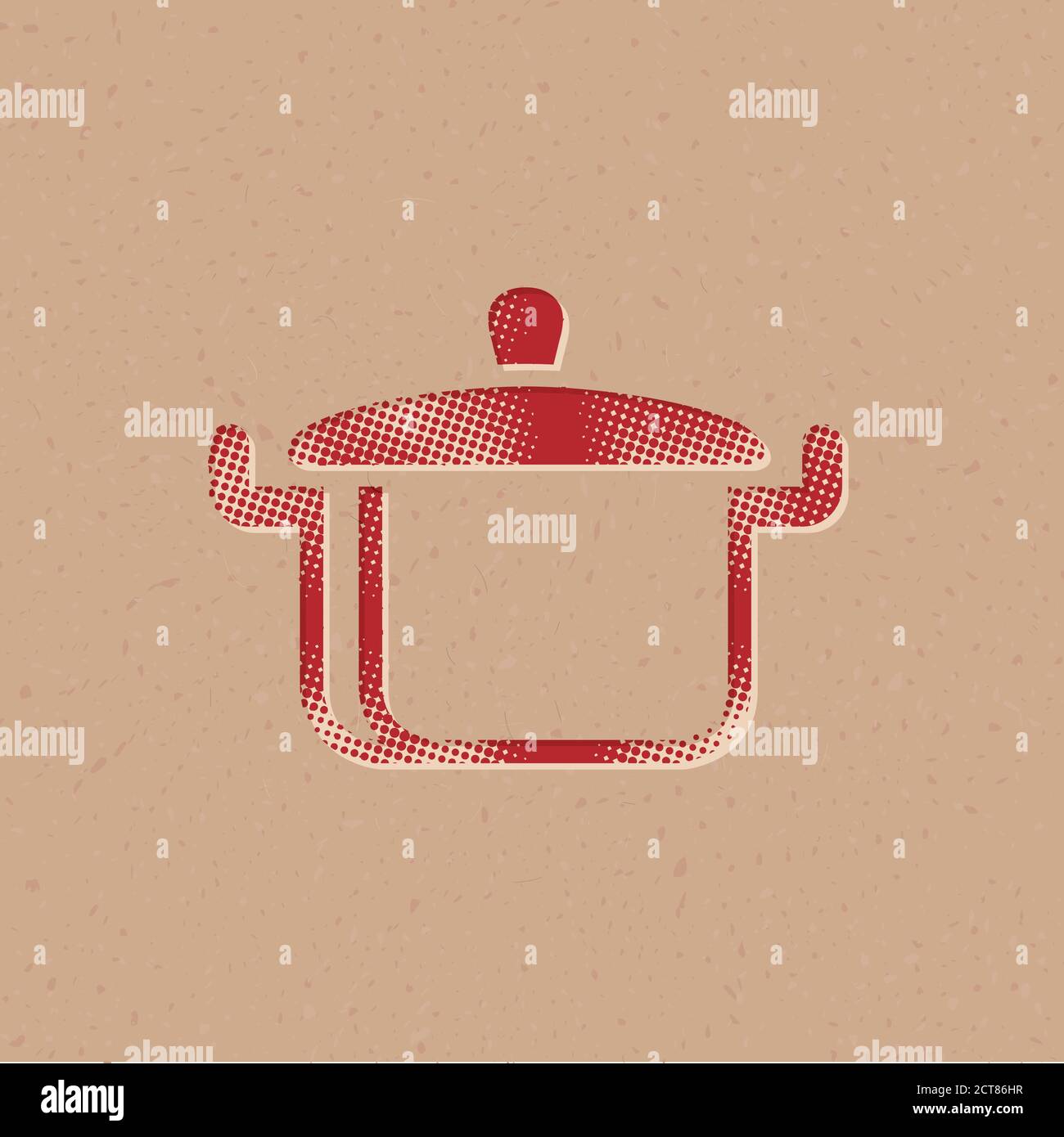 Cooking pan icon in halftone style. Grunge background vector ...