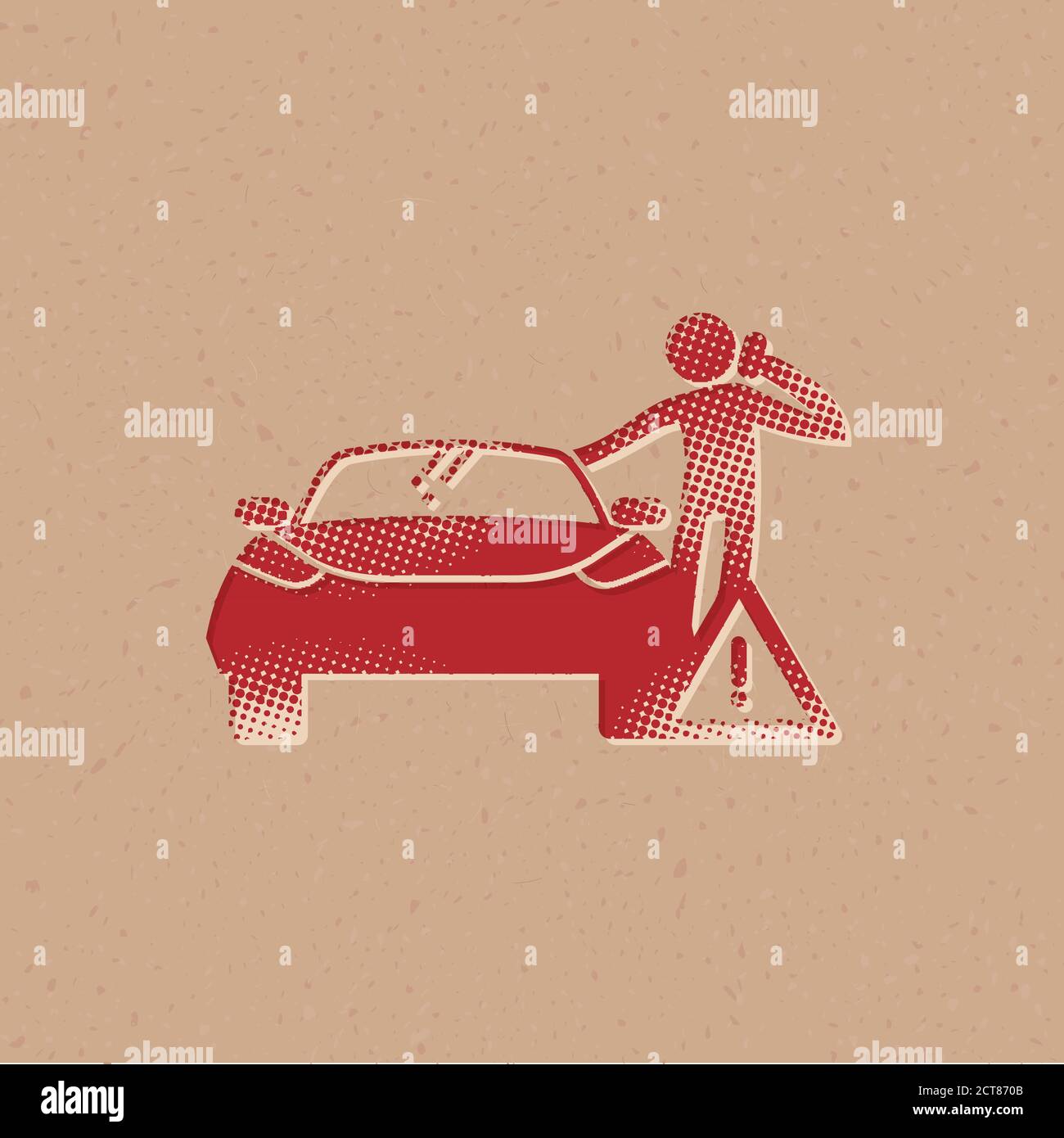 Car and phone calling figure icons in halftone style. Automotive ...