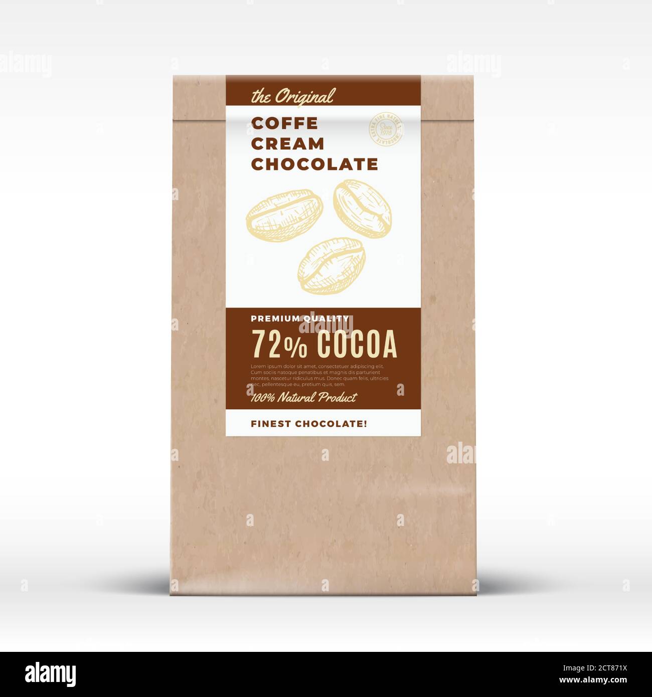 The Original Coffee Cream Chocolate. Craft Paper Bag Product Label ...