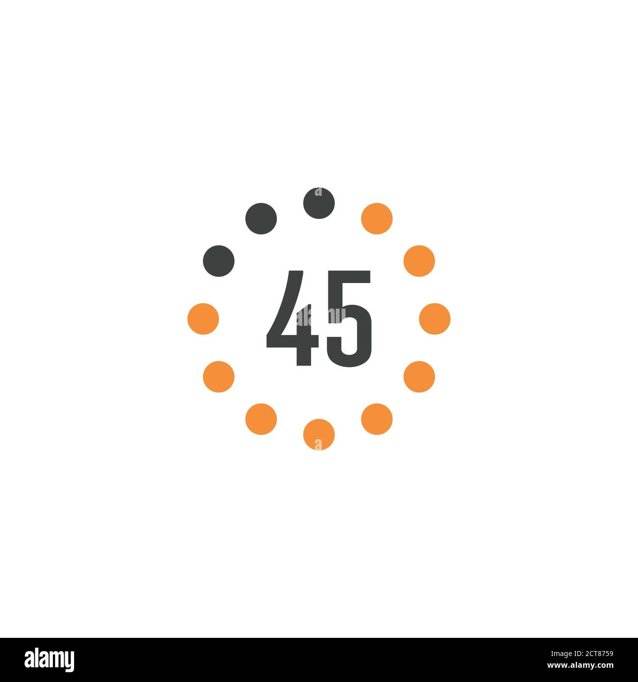 Timer sign 45 min on white background. Countdown Stock vector ...