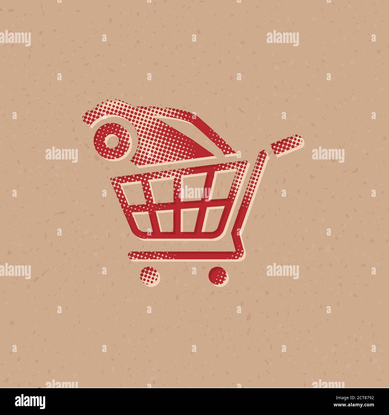 Car shopping icon in halftone style. Grunge background vector ...