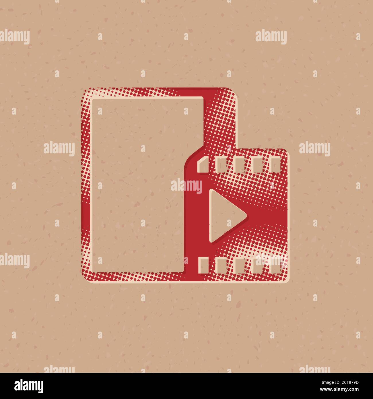 Cinema film icon in halftone style. Grunge background vector ...