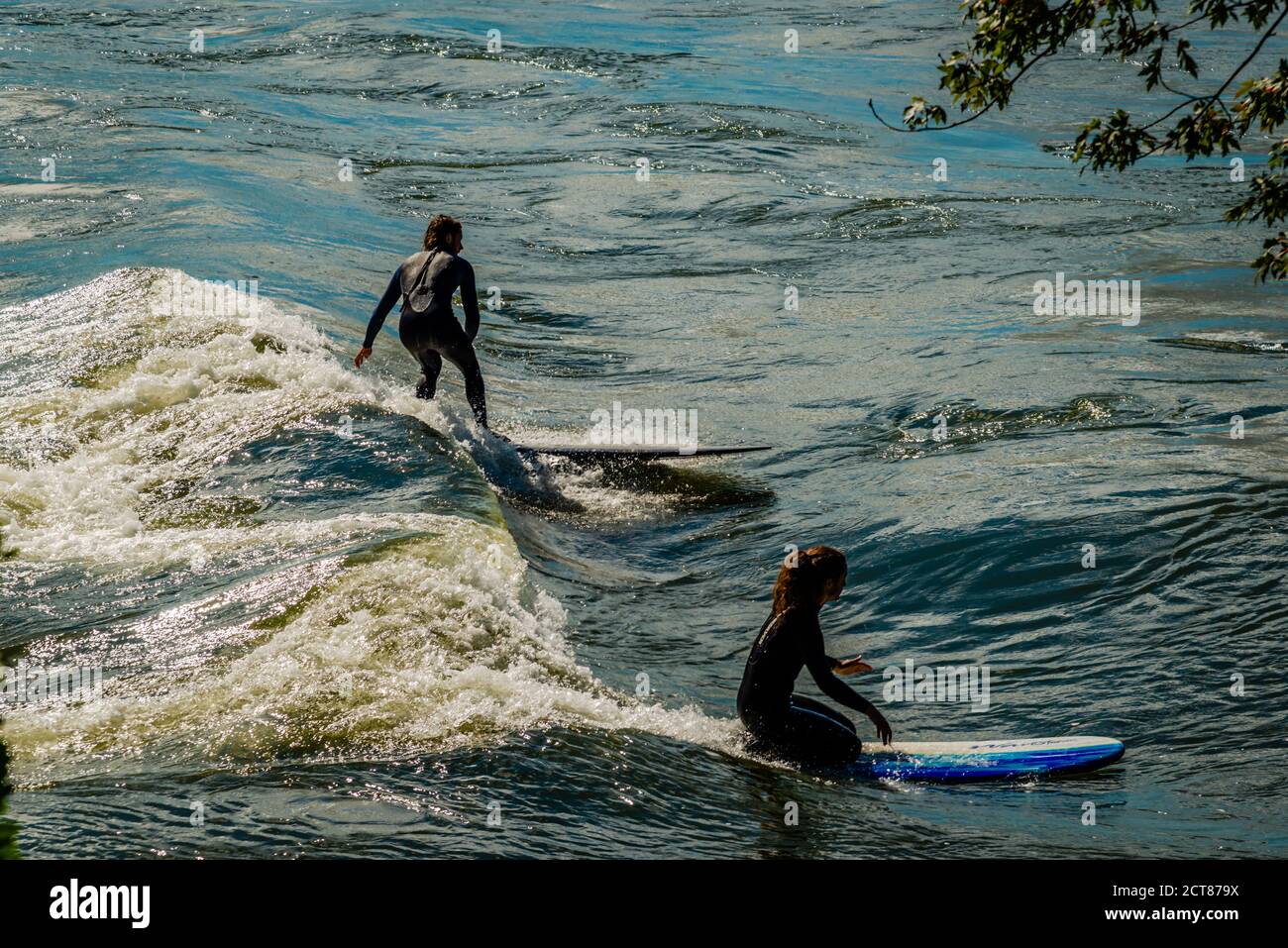 Surfing the St. Lawrence River in Montréal - Québec, Canada Stock Photo ...