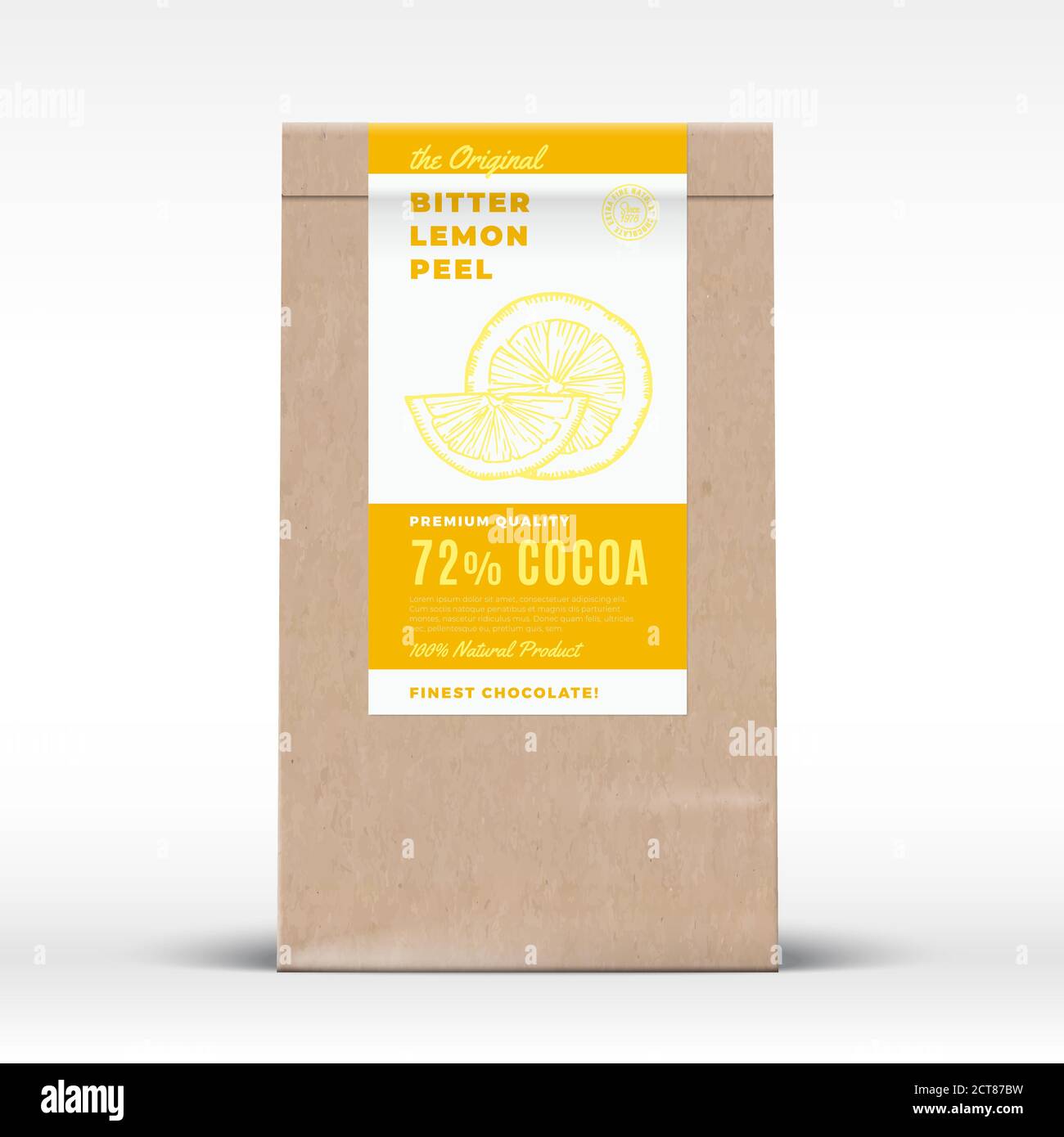 The Original Bitter Lemon Peel Chocolate. Craft Paper Bag Product Label ...