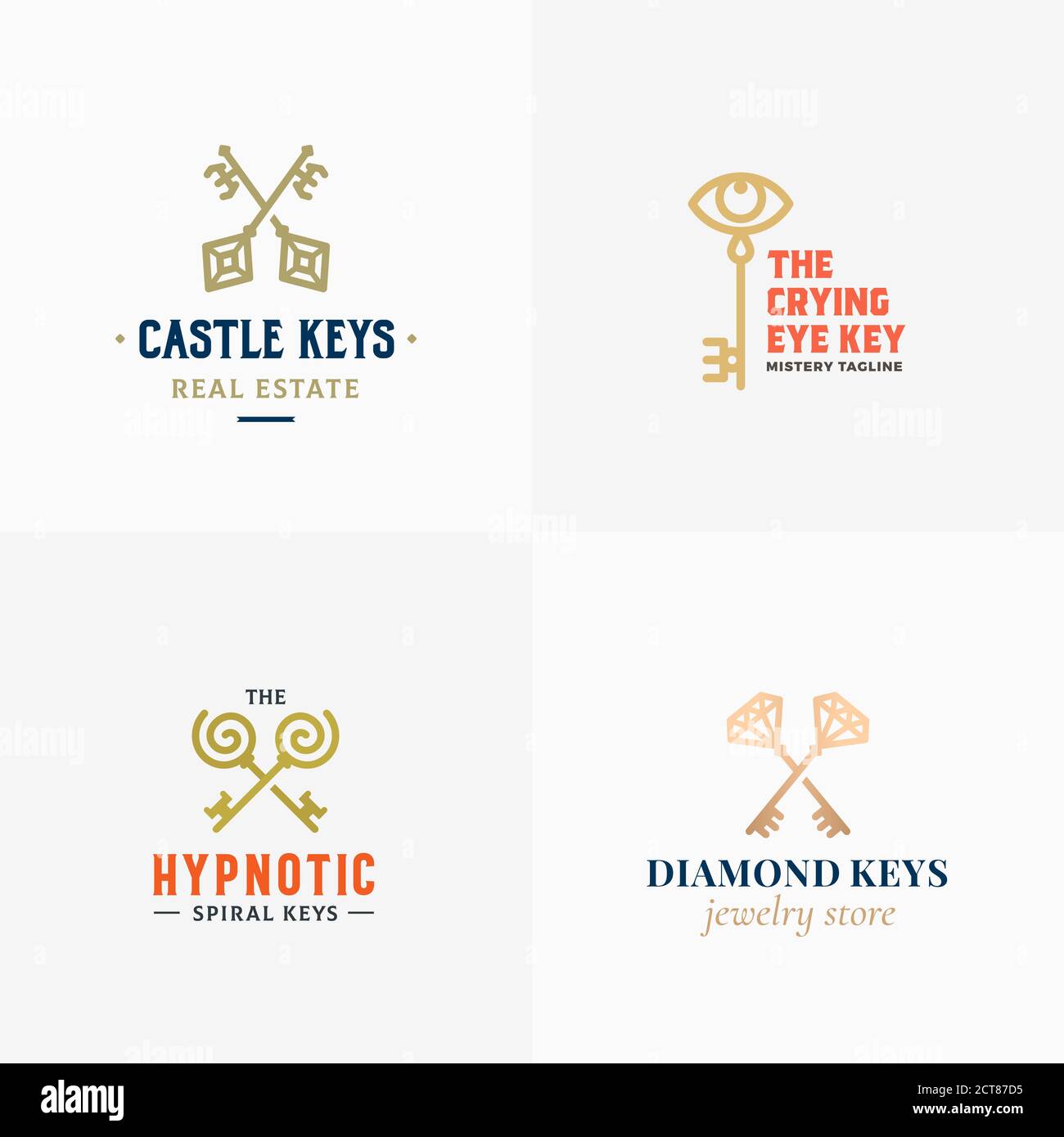 Retro Keys Small Collection. Abstract Vector Signs, Symbols or Logo ...