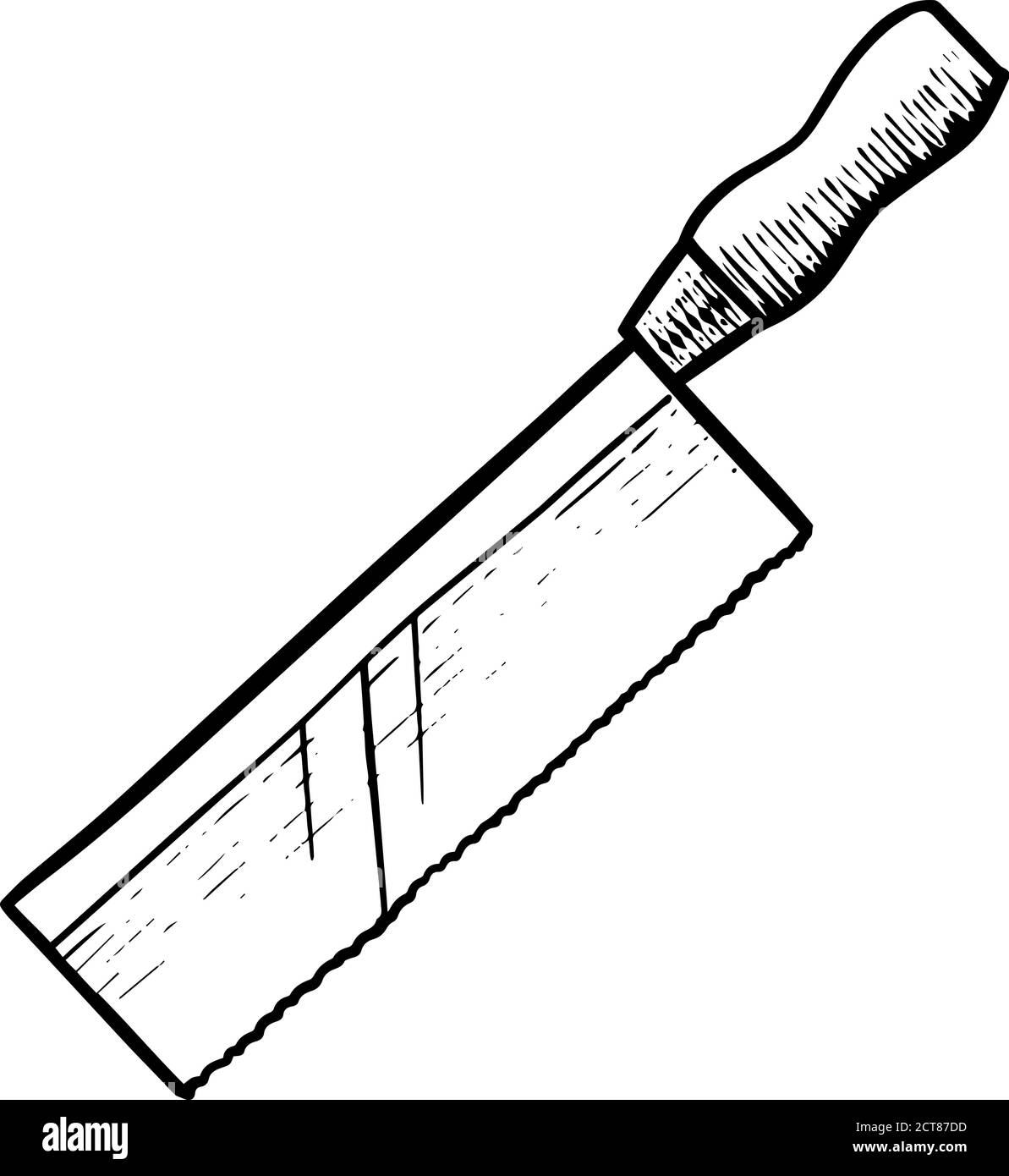 Razor saw in woodcut drawing style. Woodworking tool vector ...