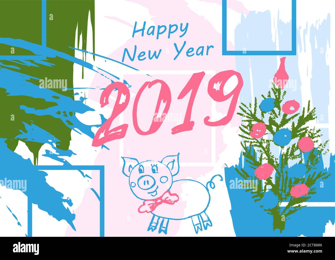 Abstract background Happy New Year 2019. Cover, flyer, banner, web ...