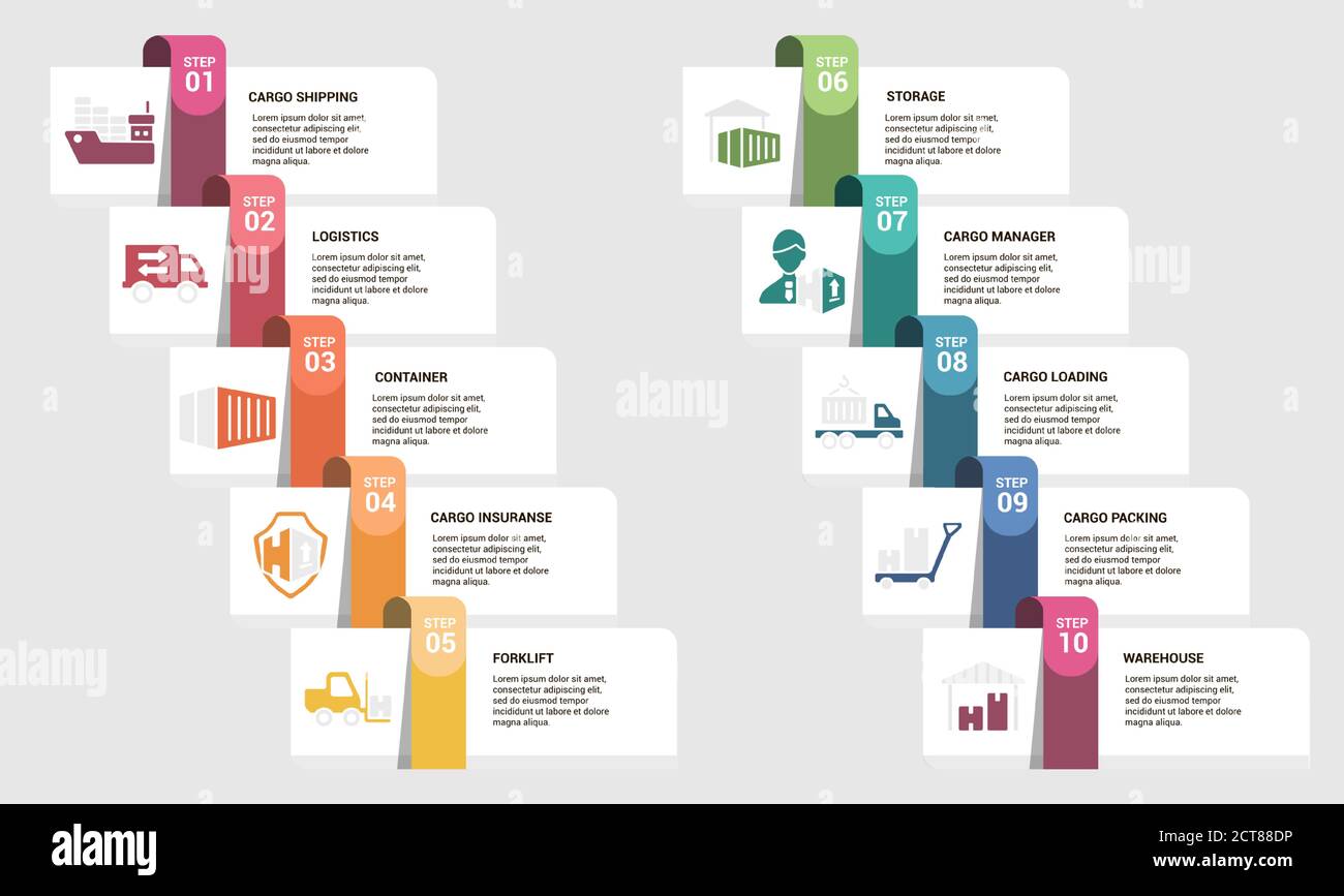 Infographic Cargo template. Icons in different colors. Include Cargo ...