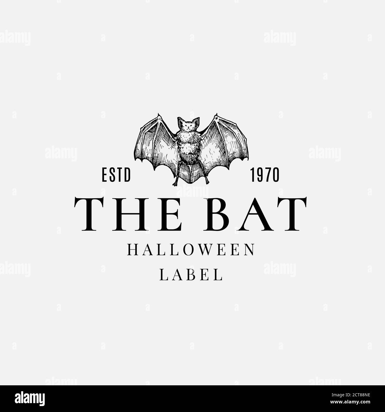Premium Quality Halloween Logo or Label Template. Hand Drawn Evil Bat ...