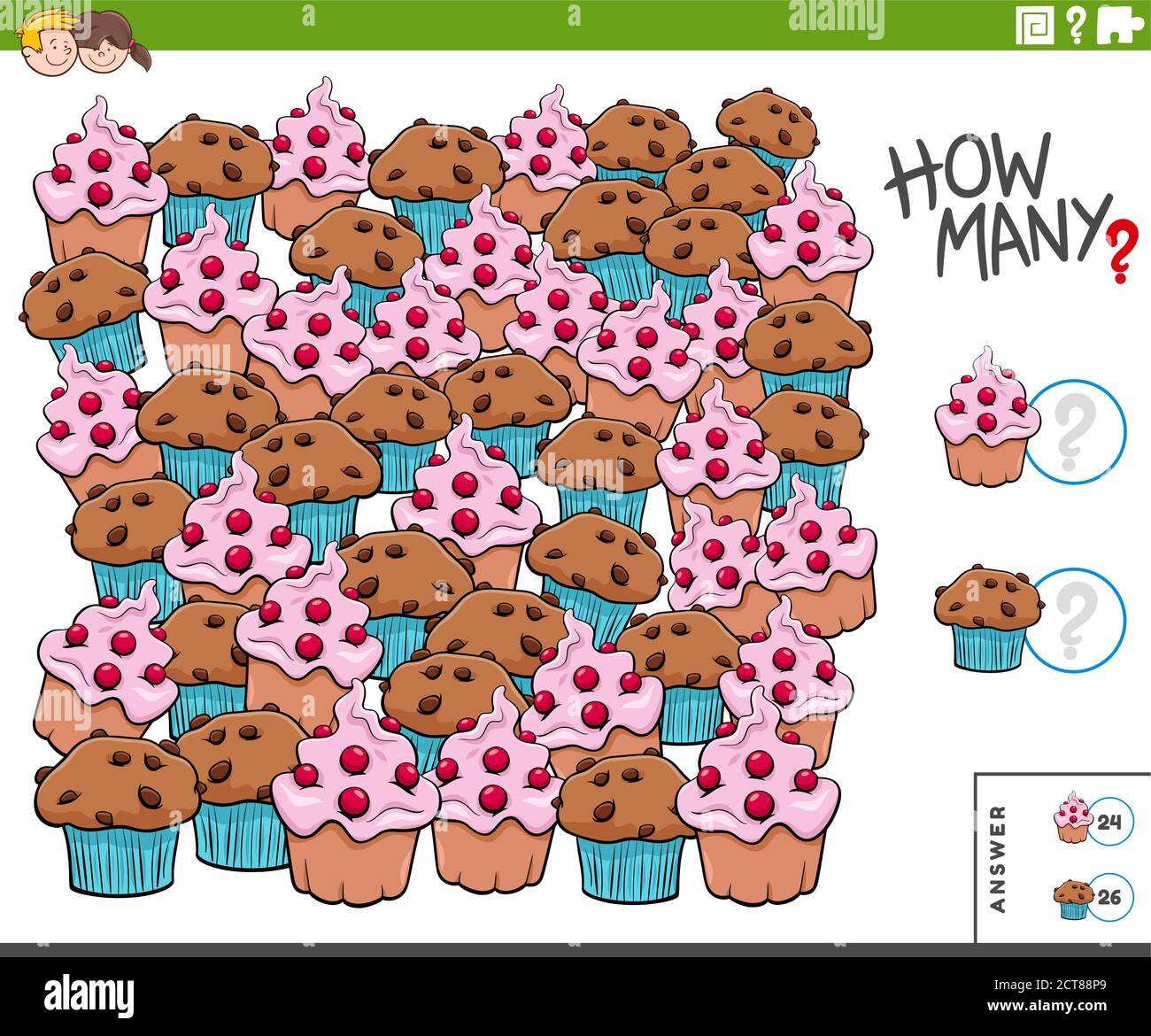 Illustration of Educational Counting Game for Children with Muffin and ...