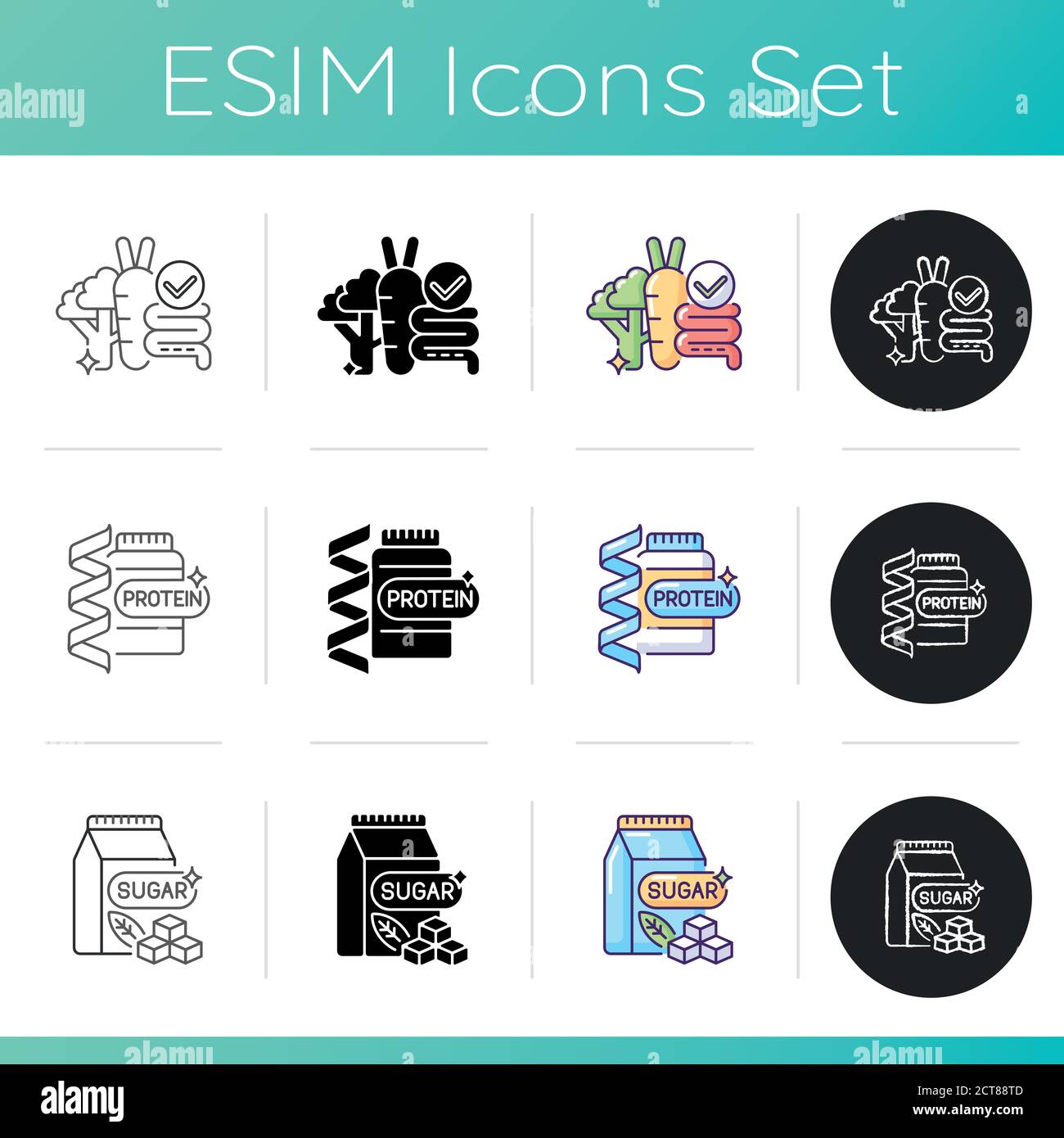 Nutrient food icons set Stock Vector Image & Art - Alamy