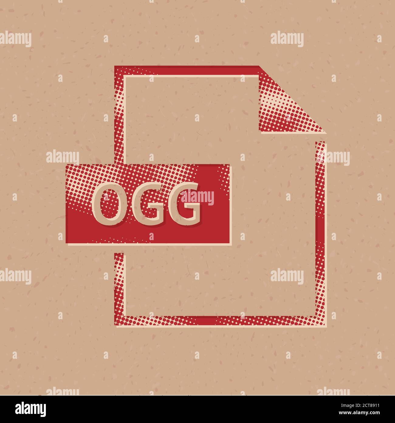 File format icon in halftone style. Grunge background vector ...