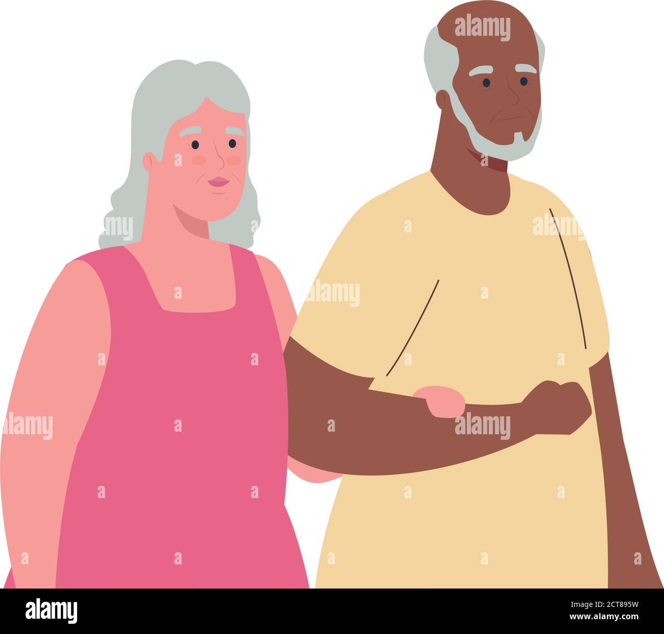 cute old couple holding hands, on white background Stock Vector Image ...