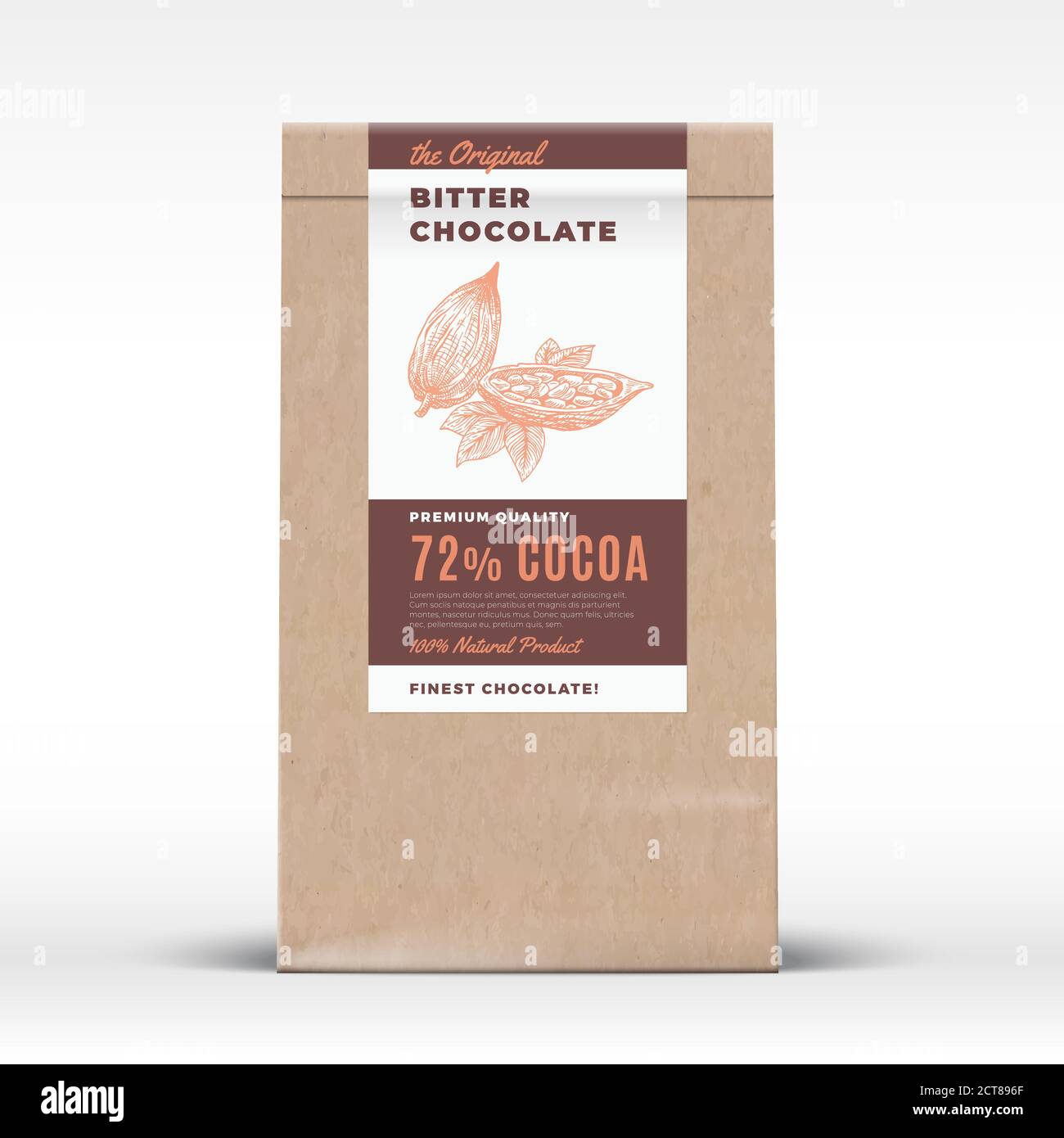 The Original Bitter Chocolate. Craft Paper Bag Product Label. Abstract ...