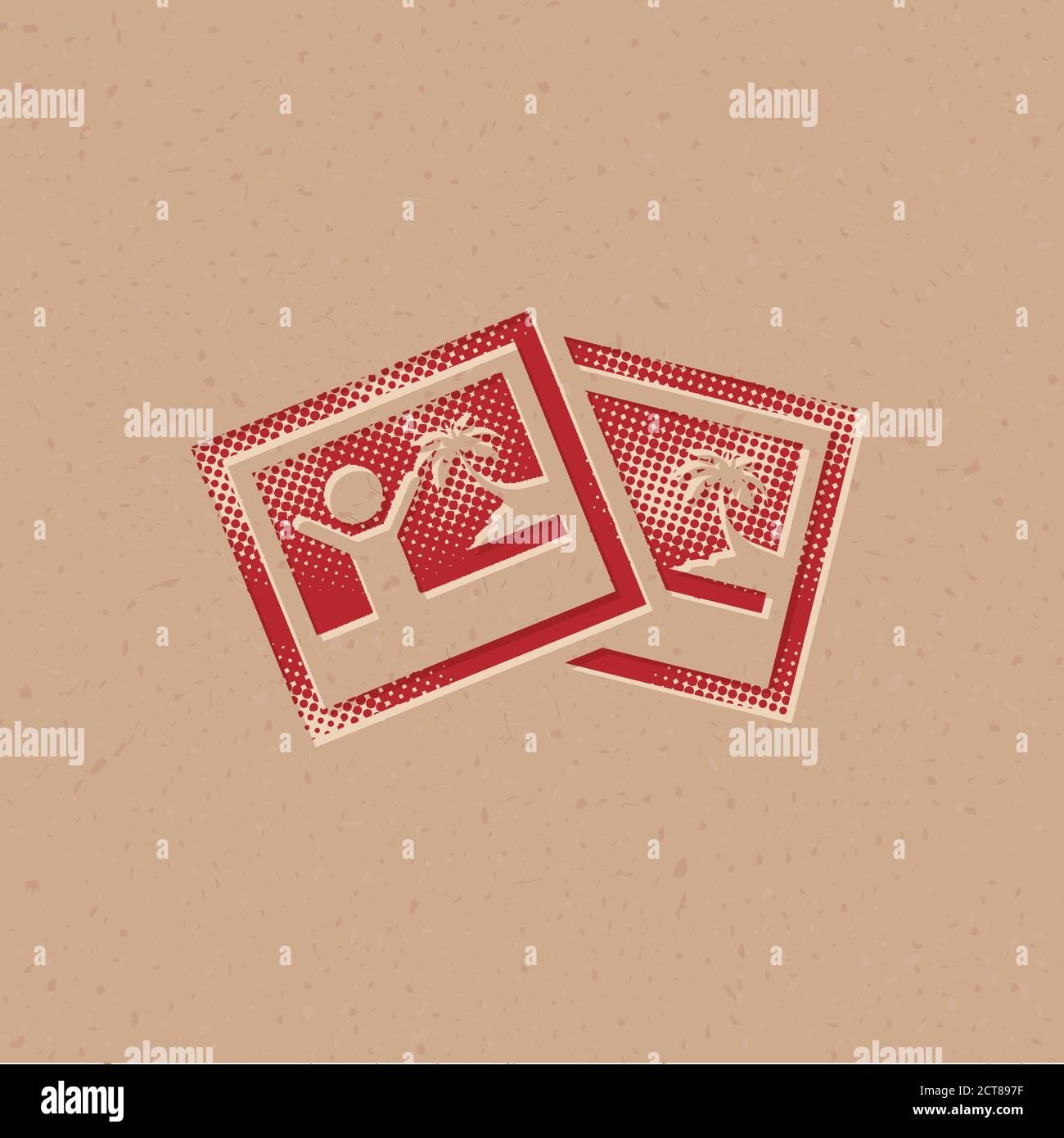 Picture file format icon in halftone style. Grunge background vector ...