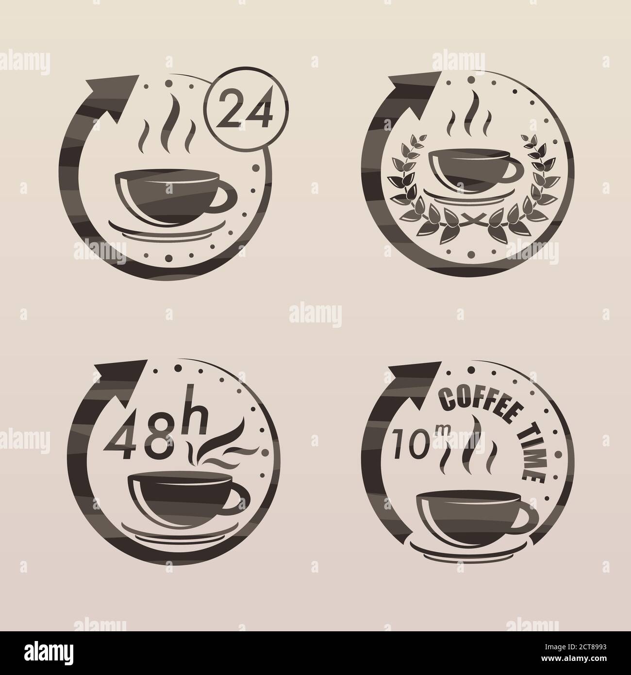 Black tea time symbols set Stock Vector Image & Art - Alamy