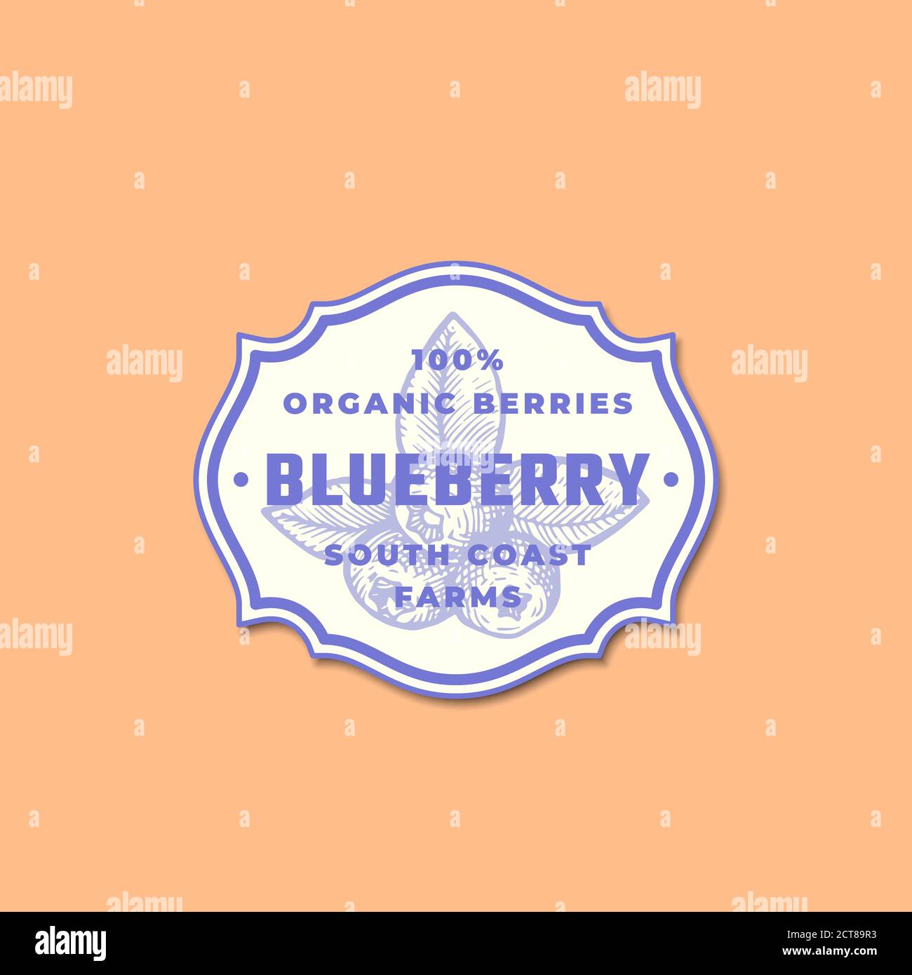 Organic Blueberry Abstract Vector Sign, Symbol or Logo Template. Blue ...