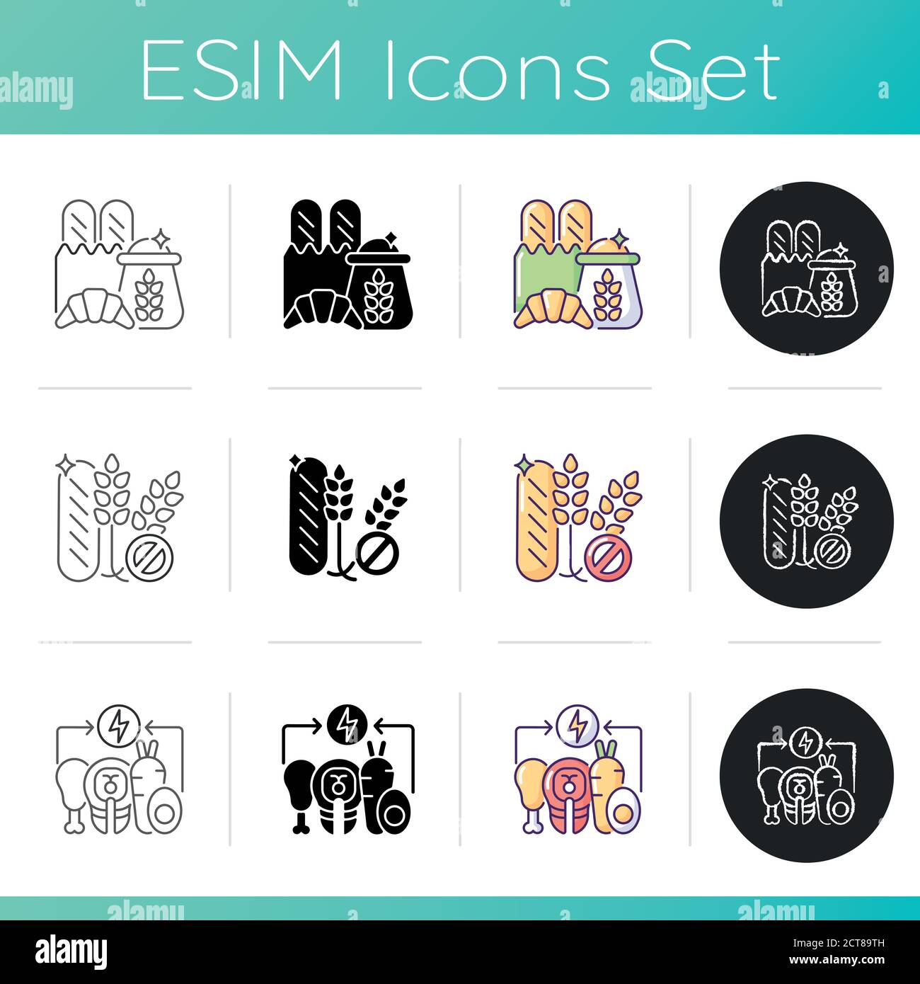 Food groups icons set Stock Vector Image & Art - Alamy
