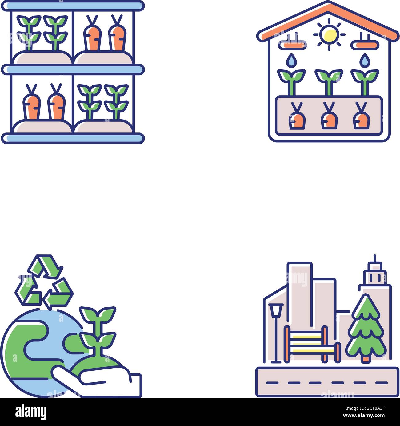 Ecological production RGB color icons set Stock Vector Image & Art - Alamy