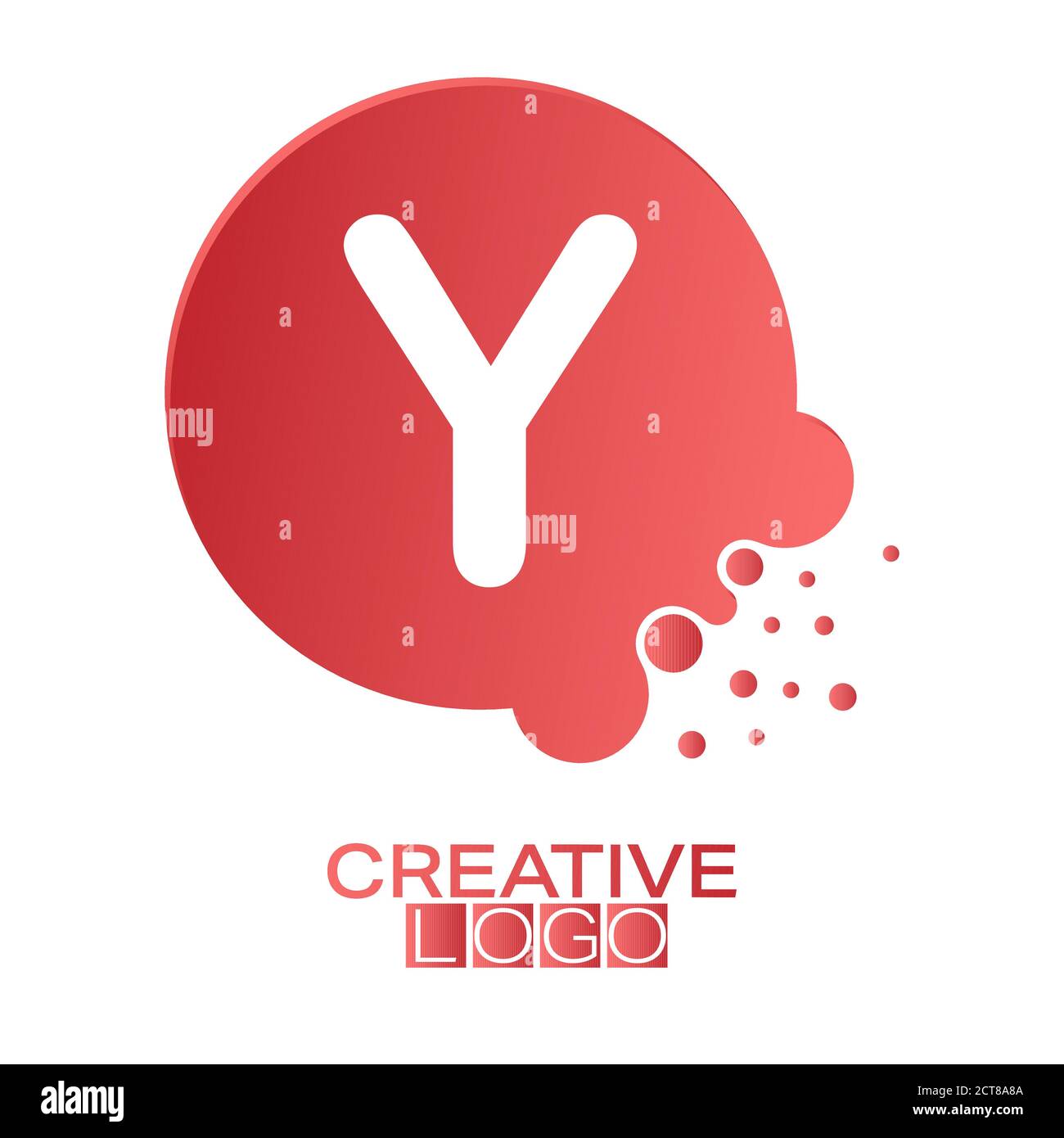 Creative logo. The letter Y on a round dot with splashes. Vector ...