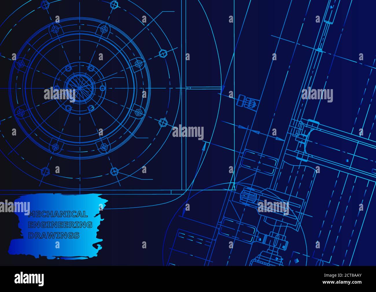 Cover. Vector engineering illustration. Blueprint, flyer. Blue neon ...