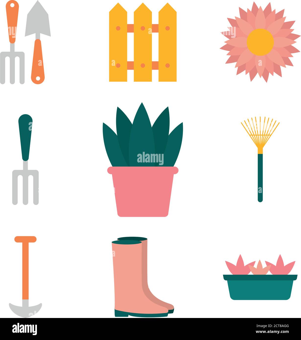 garden flat style icon set vector design Stock Vector Image & Art - Alamy