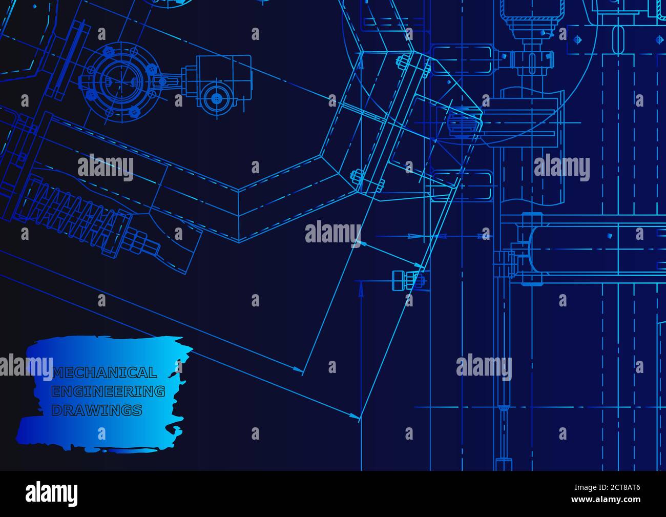 Vector engineering illustration Blue neon. Technical illustrations ...