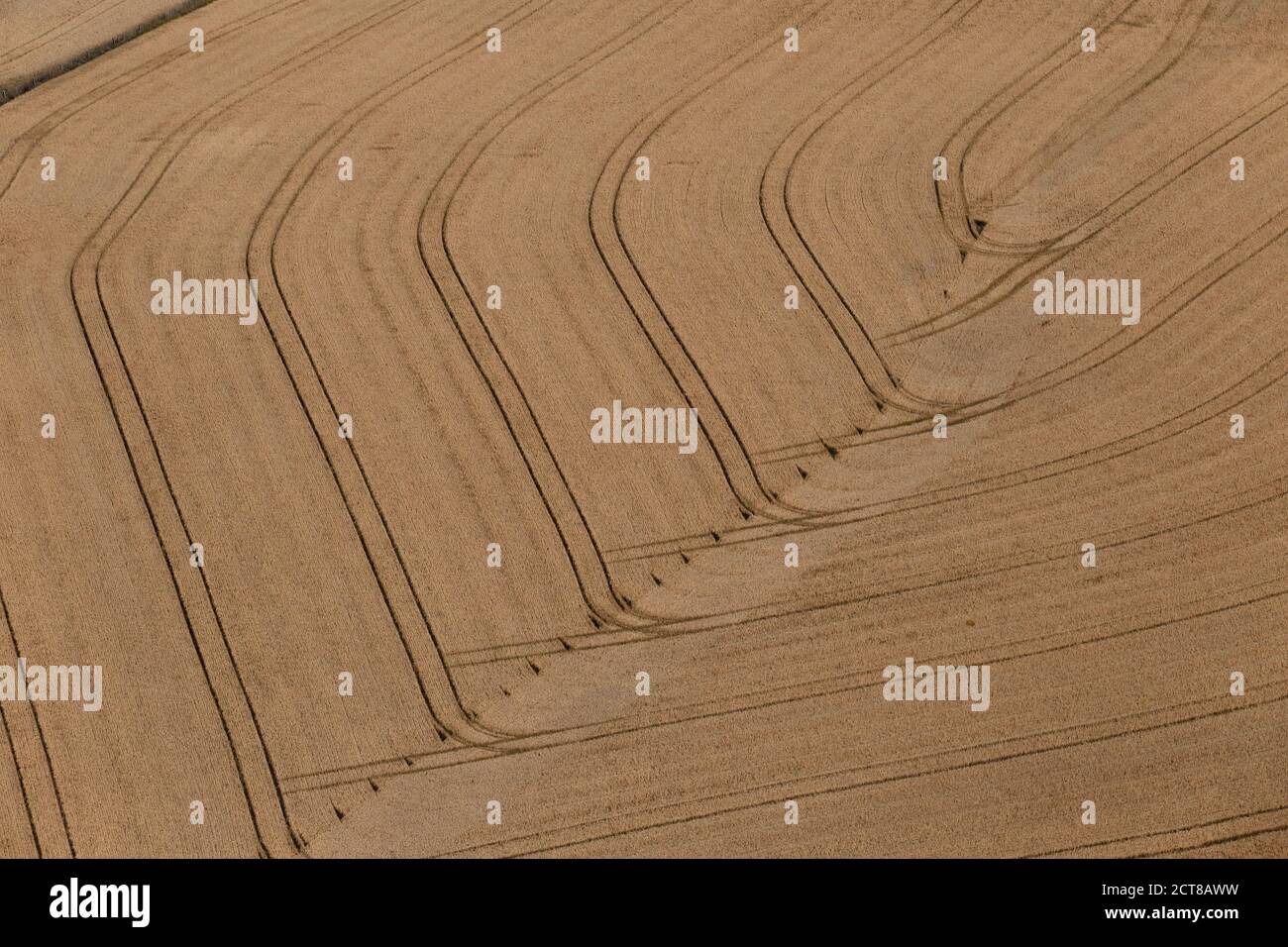 Aerial view of tractor tracks in field Stock Photo - Alamy