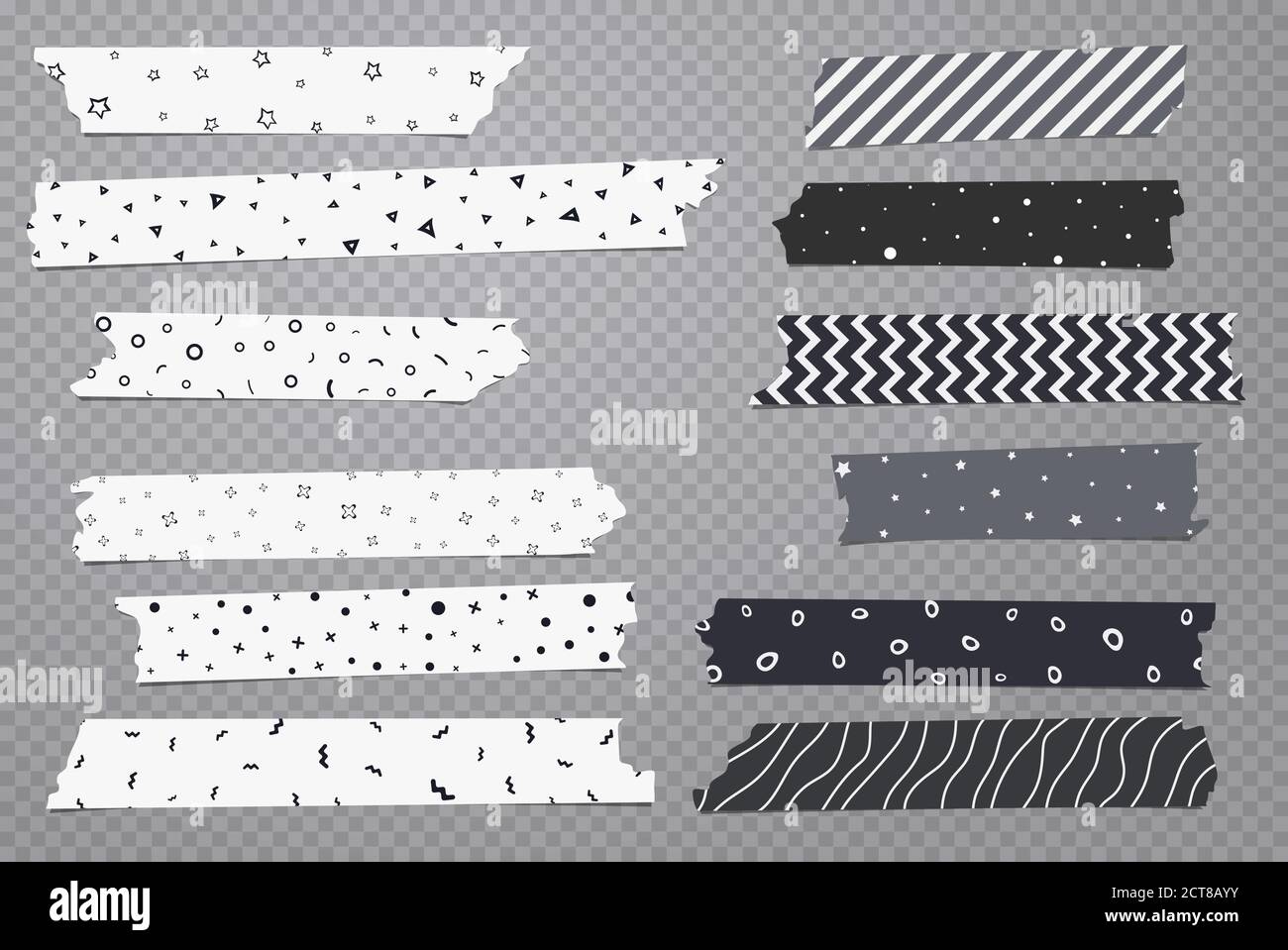 Set of white and grey different size adhesive, sticky, masking, duct ...