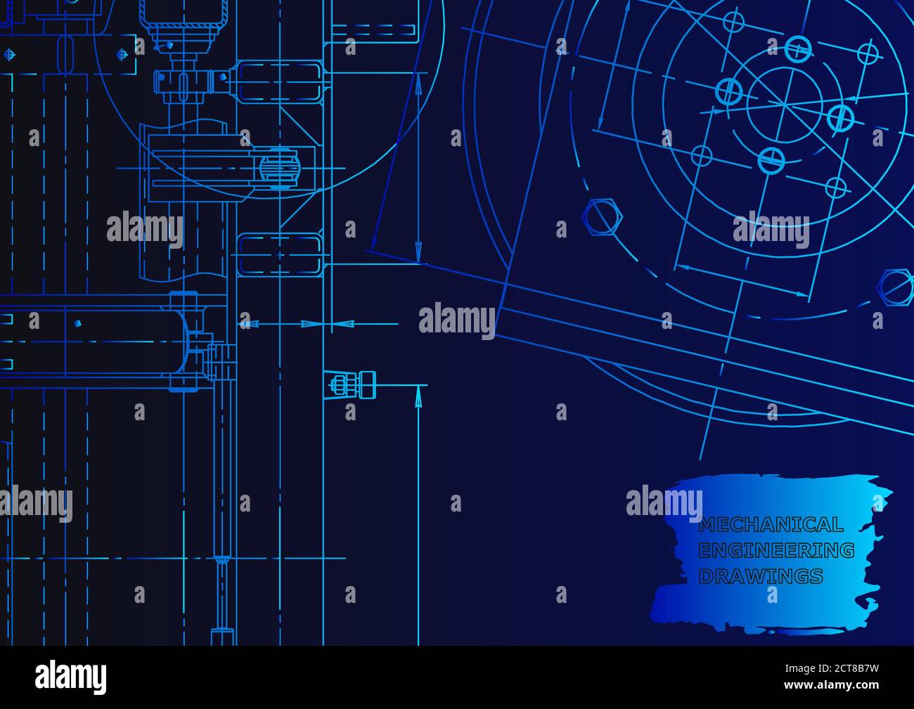 Vector engineering illustration. Mechanical engineering drawing ...