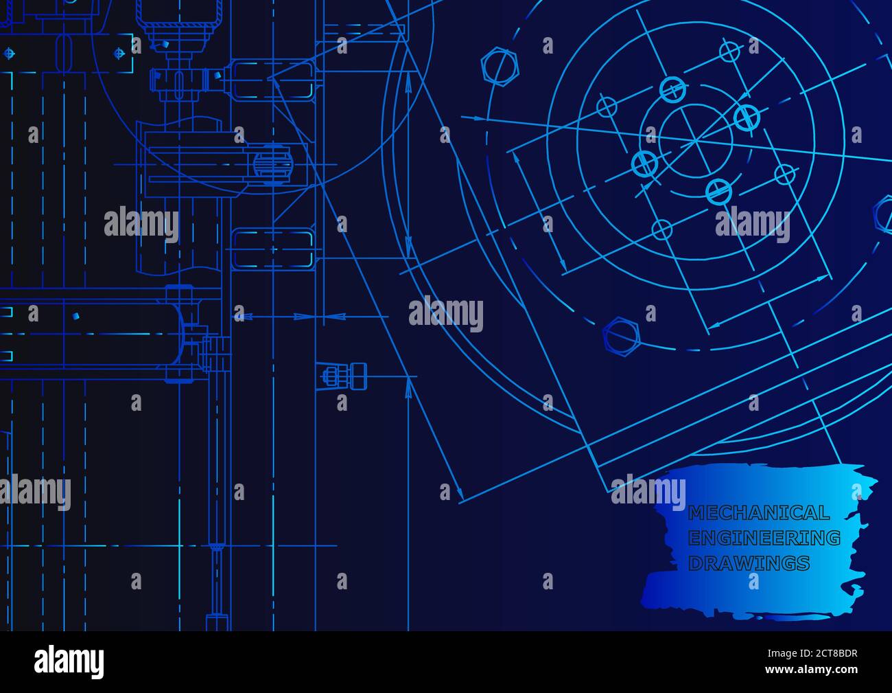 Vector engineering illustration. Instrument-making drawings. Mechanical ...