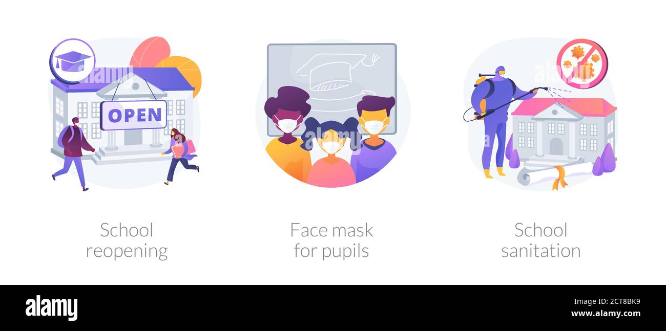 Back to school covid-19 prevention abstract concept vector ...