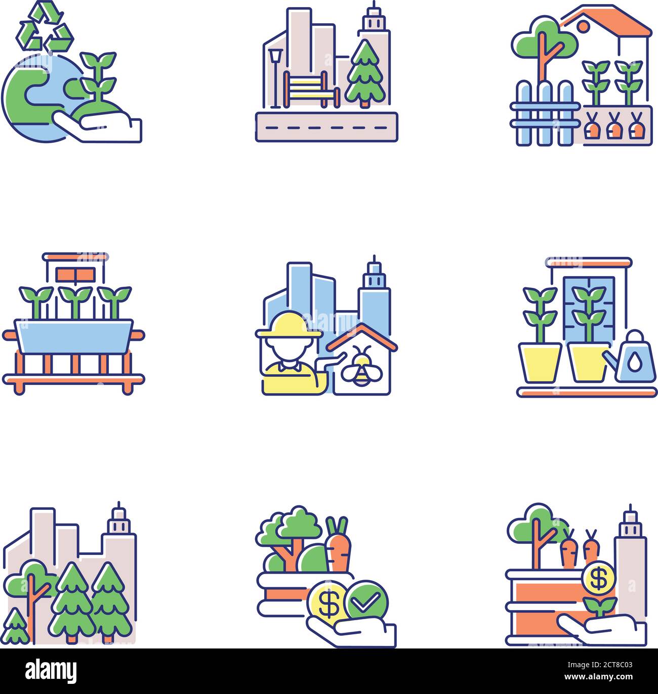 Urban agriculture RGB color icons set Stock Vector Image & Art - Alamy