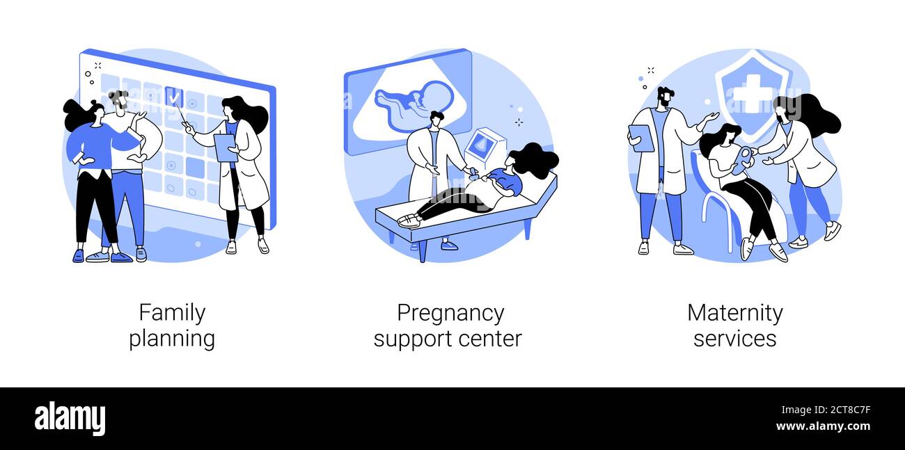 Pregnancy and birth support abstract concept vector illustrations Stock ...