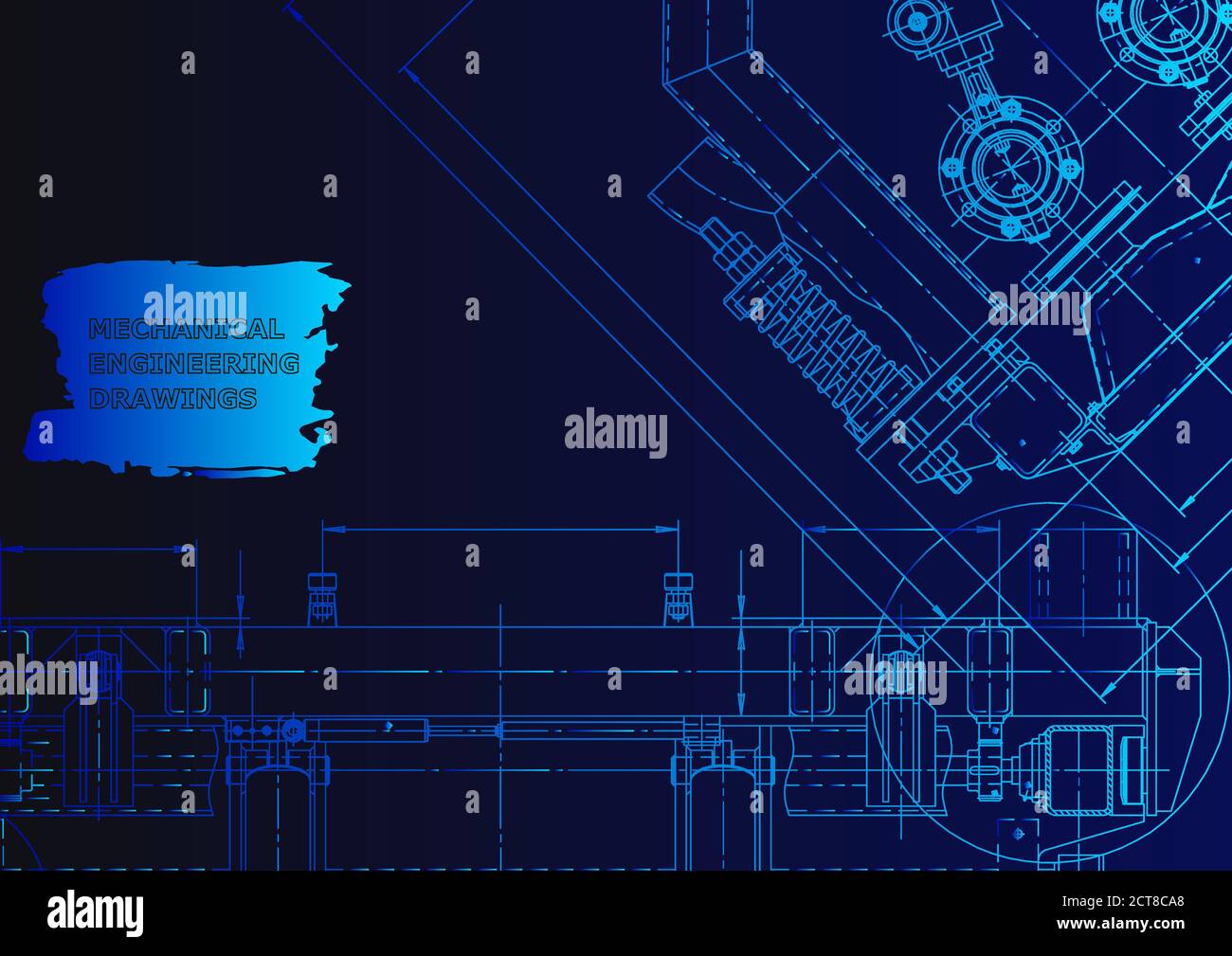 Technical abstract backgrounds. Blue neon. Mechanical instrument making ...