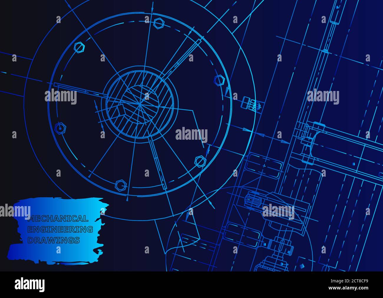 Cover, flyer, banner. Vector engineering illustration. Blueprint ...